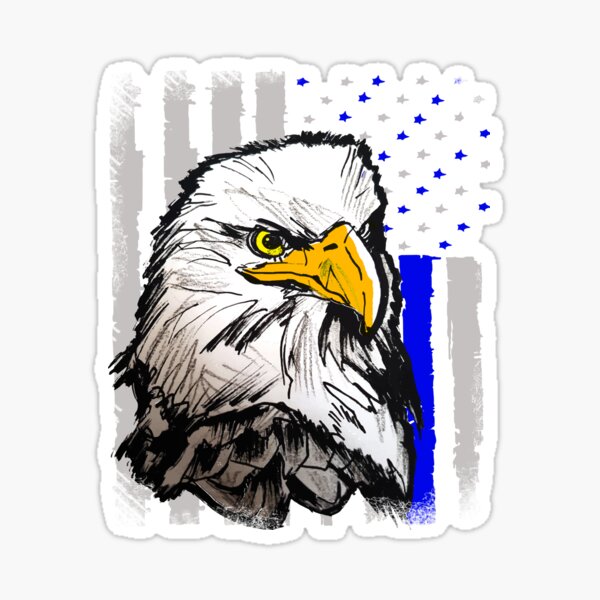 "American Bald Eagle Thin Blue Line USA Flag " Sticker for Sale by ...