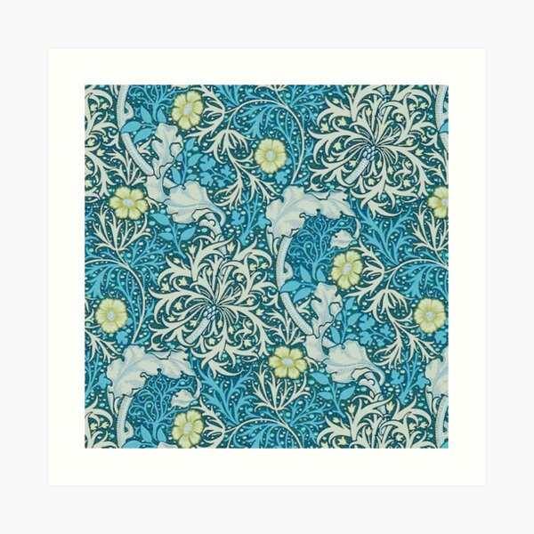 "William Morris,art nouveau pattern, seaweed,blue,florals,vintage ...