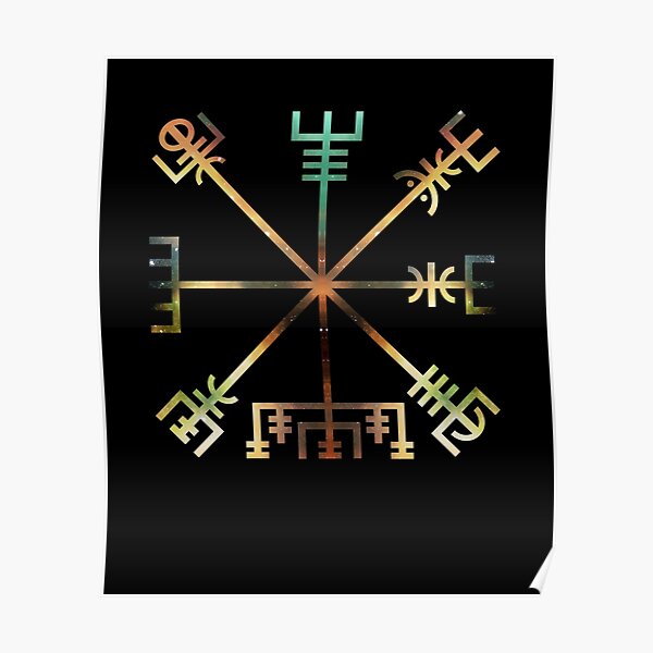 "Vegvisir Vikings Compass Wayfinder Space Galaxy Symbol " Poster by ...