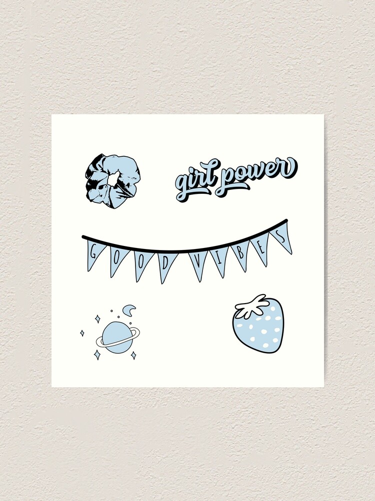 "Light Blue Good Vibes Pastel Sticker Pack" Art Print for Sale by The ...