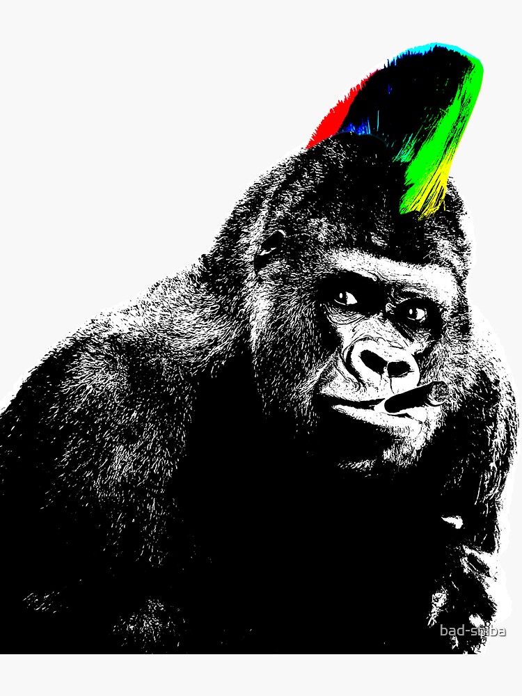 "Punk Gorilla" Sticker by bad-shiba | Redbubble