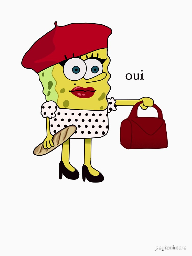 "French Spongebob (With Oui)" T-shirt by peytonimore | Redbubble