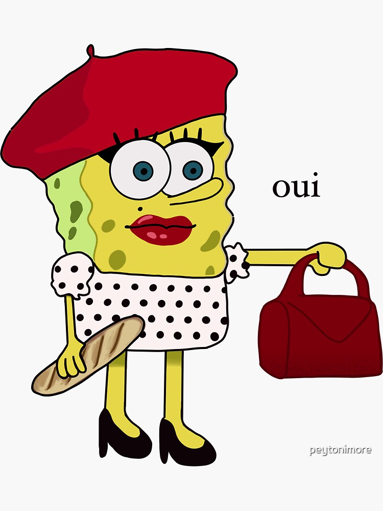 "French Spongebob (With Oui)" Sticker for Sale by peytonimore | Redbubble