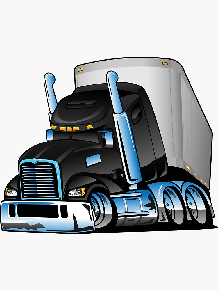 "18 Wheeler Cartoon" Sticker for Sale by swammi2000 | Redbubble
