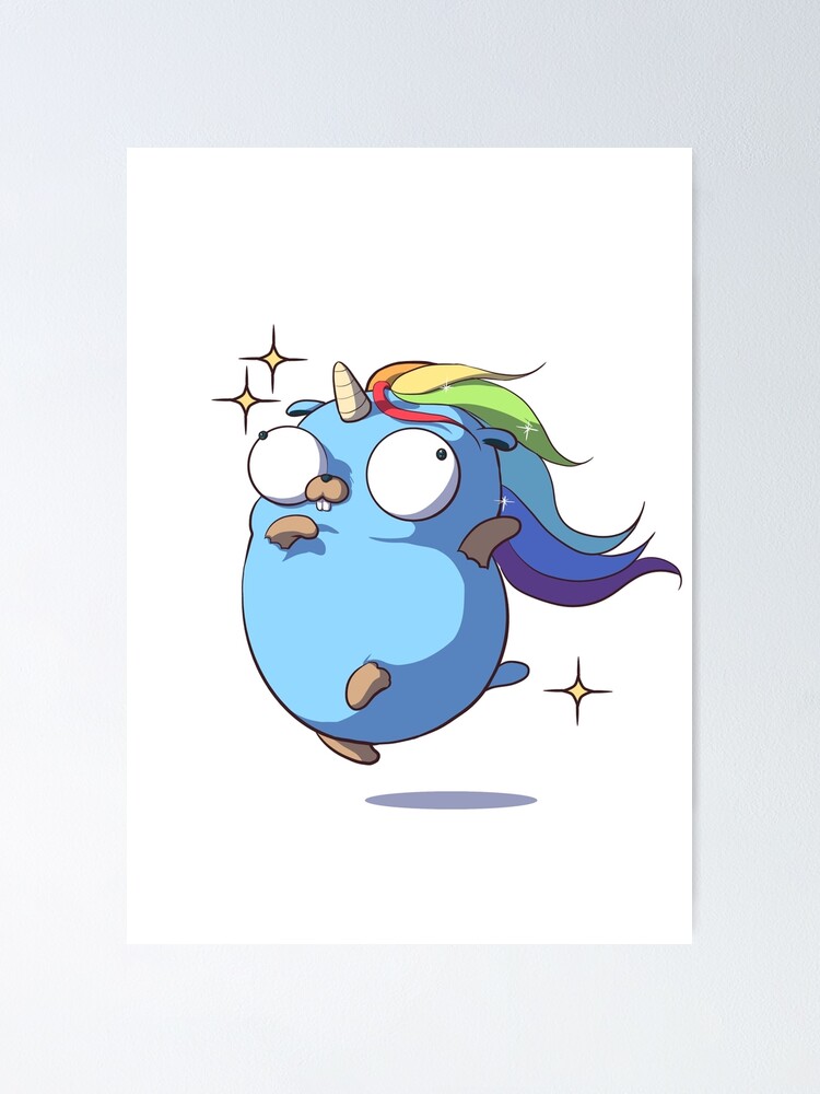 "Golang Gopher Unicorn" Poster by clgtart | Redbubble