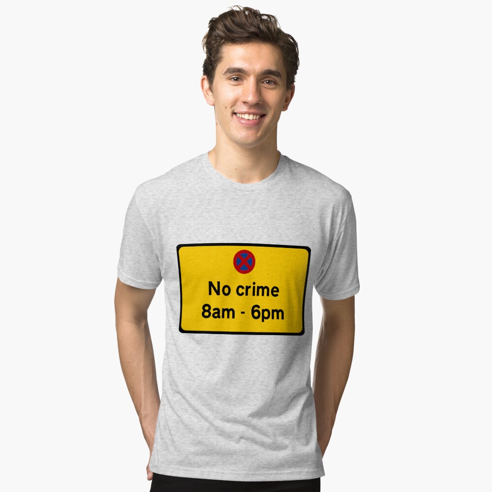"No crime 8am - 6pm" Sticker for Sale by Maria Kirichenko | Redbubble
