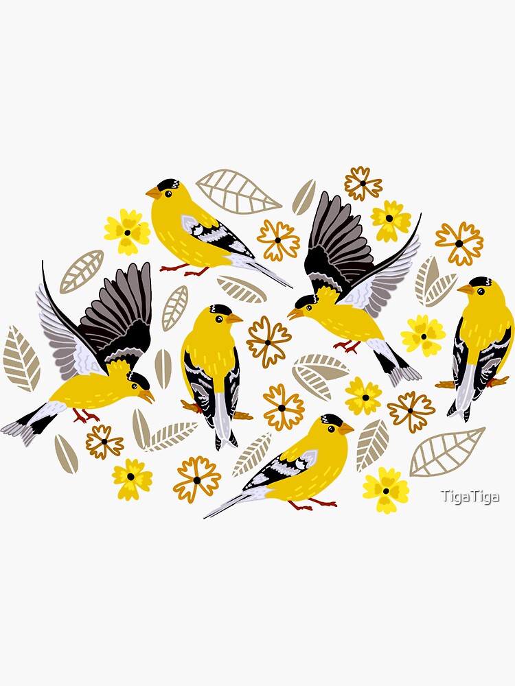 "Goldfinches " Sticker for Sale by TigaTiga | Redbubble