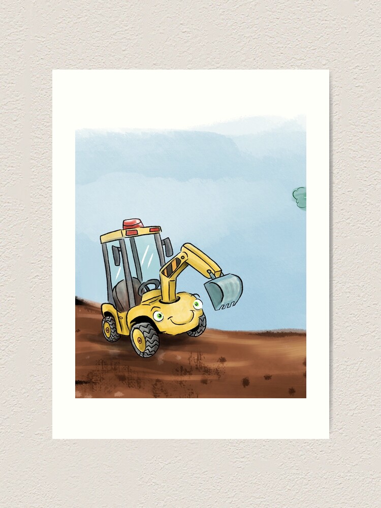"Happy puzzled Yellow Digger cartoon" Art Print by Extreme-Fantasy ...