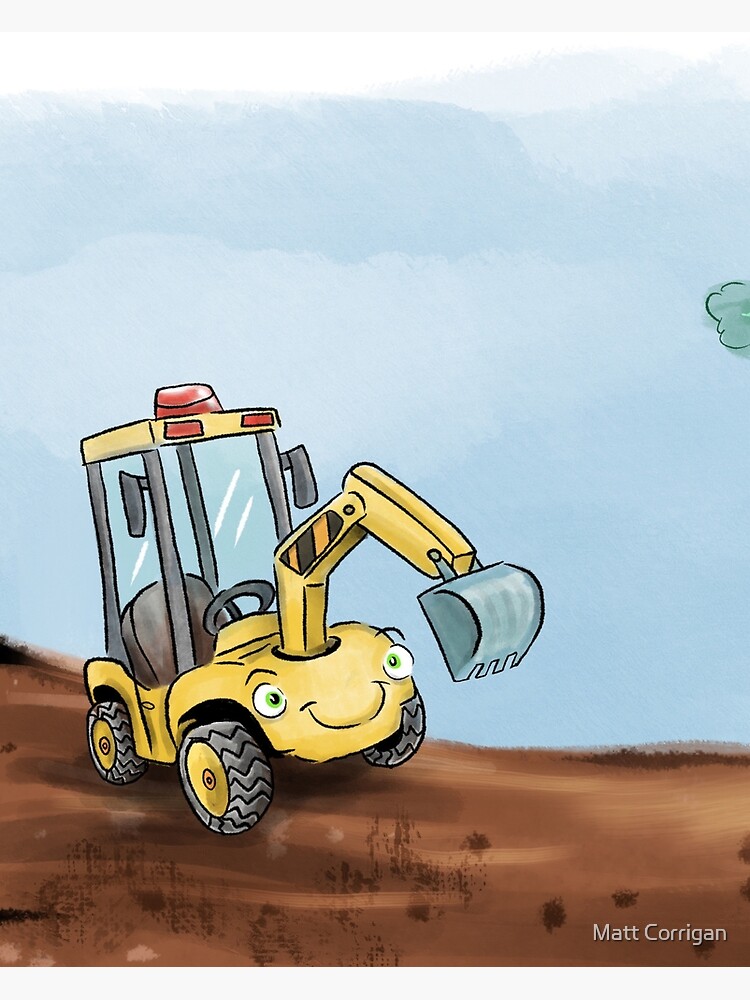 "Happy puzzled Yellow Digger cartoon" Art Print by Extreme-Fantasy ...