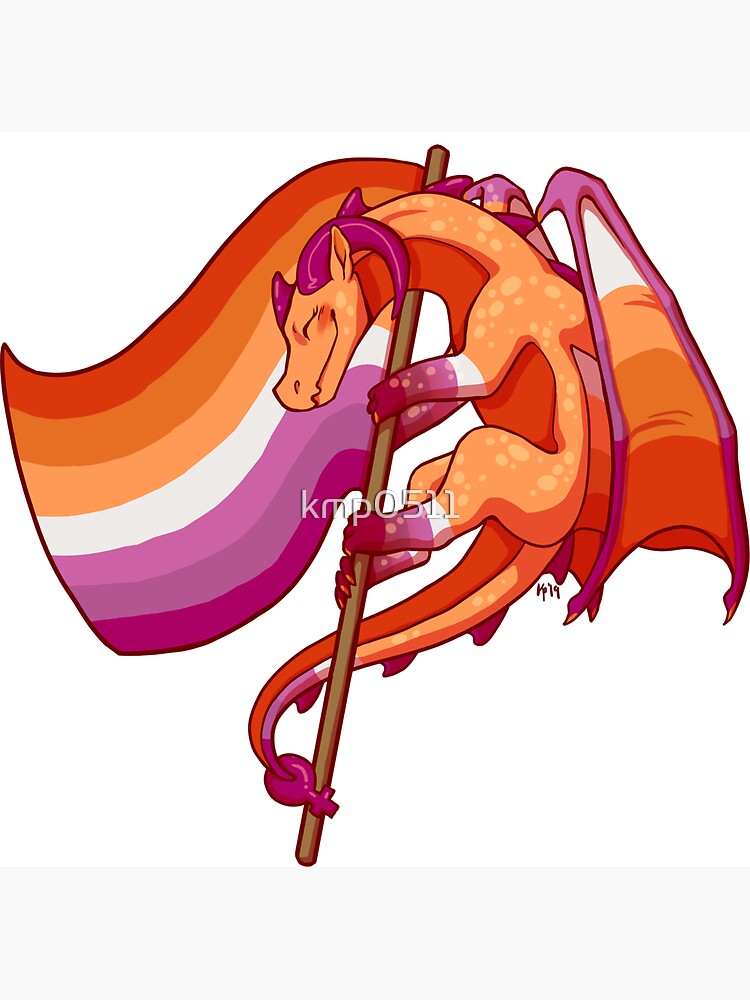 "Lesbian Pride Flag Dragon (3rd Edition-New Flag)" Magnet for Sale by ...