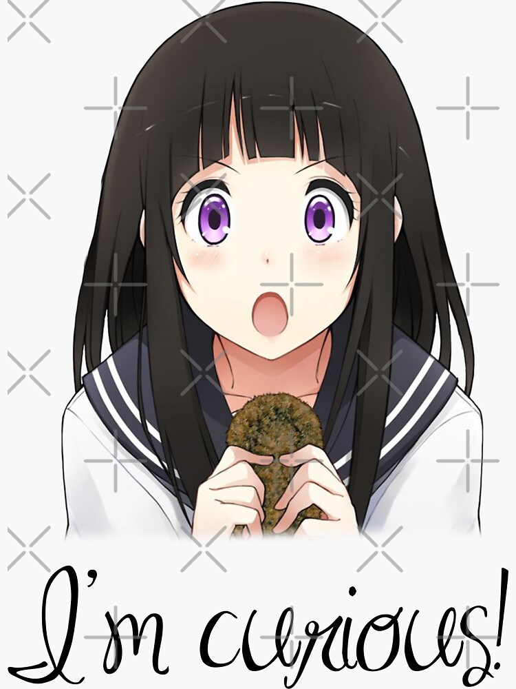 "Hyouka Anime Manga Chitanda Eru I'm curious!" Sticker for Sale by ...