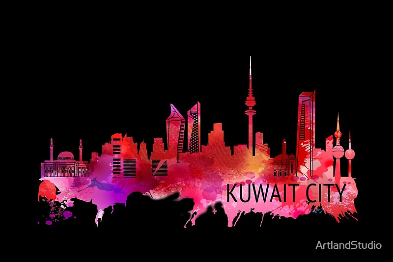 "Kuwait City Colorful Watercolor Art" by ArtlandStudio | Redbubble