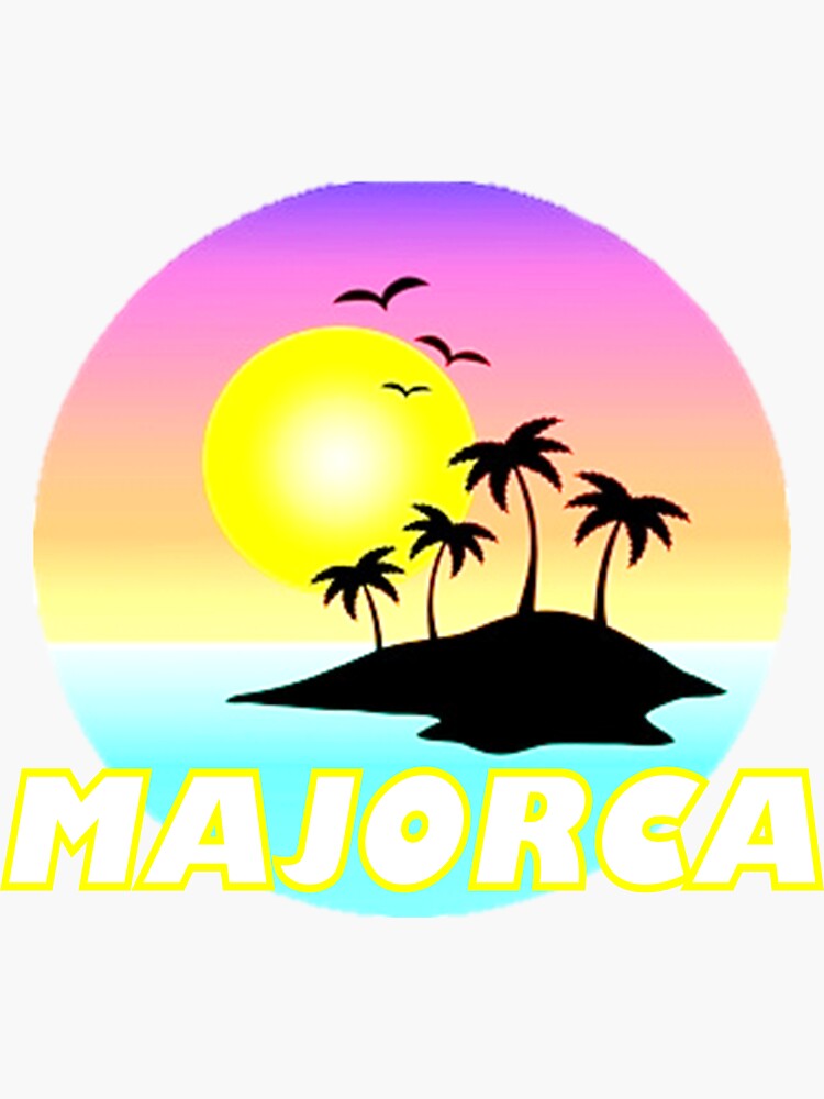 "Majorca Sun Beach Island Pam Trees Holiday" Sticker by fizana | Redbubble