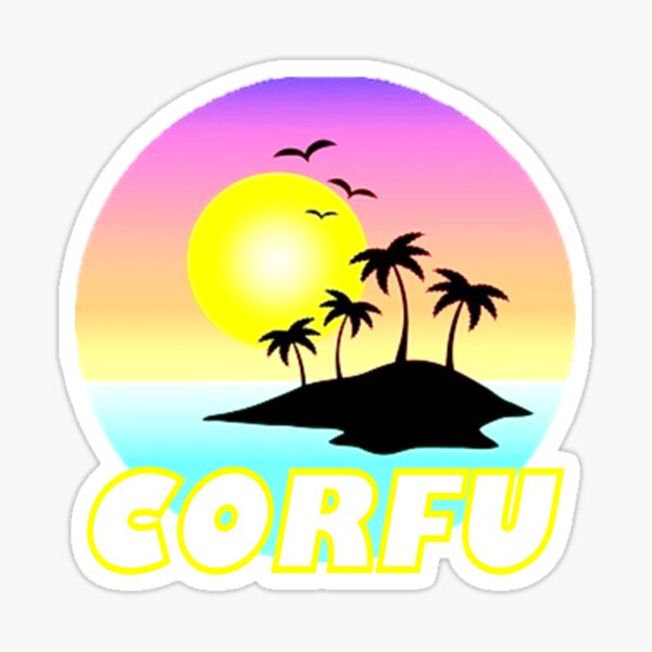 "Corfu Sun Beach Island Pam Trees Holiday" Sticker for Sale by fizana ...