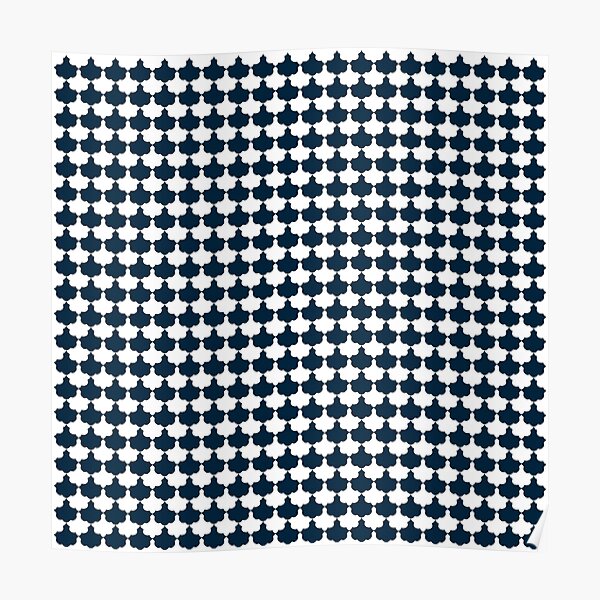 "Classic Navy Blue and White Scallop Repeat Pattern" Poster by ...