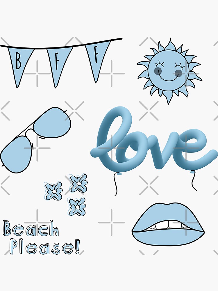 "Light Blue Summer Fun Sticker Pack" Sticker by The-Goods | Redbubble