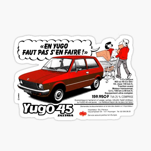 "YUGO 45" Sticker by ThrowbackMotors | Redbubble