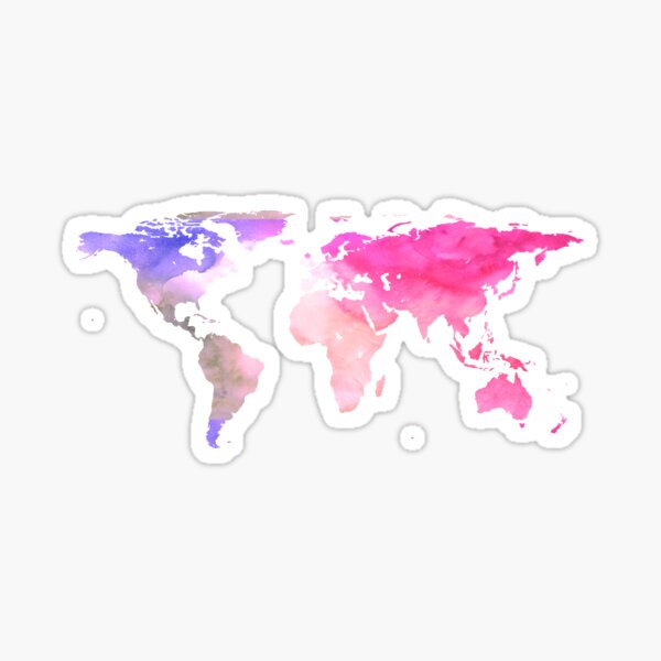 "World Map | Pink Watercolour | Globetrotter" Sticker for Sale by ...