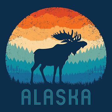 "Alaska Retro Moose" Sticker for Sale by TigerTomDesign | Redbubble