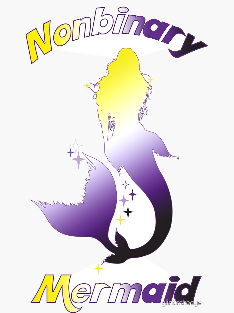 "Nonbinary Mermaid Gay Pride Parade Non-Binary Mermaid" Sticker by ...