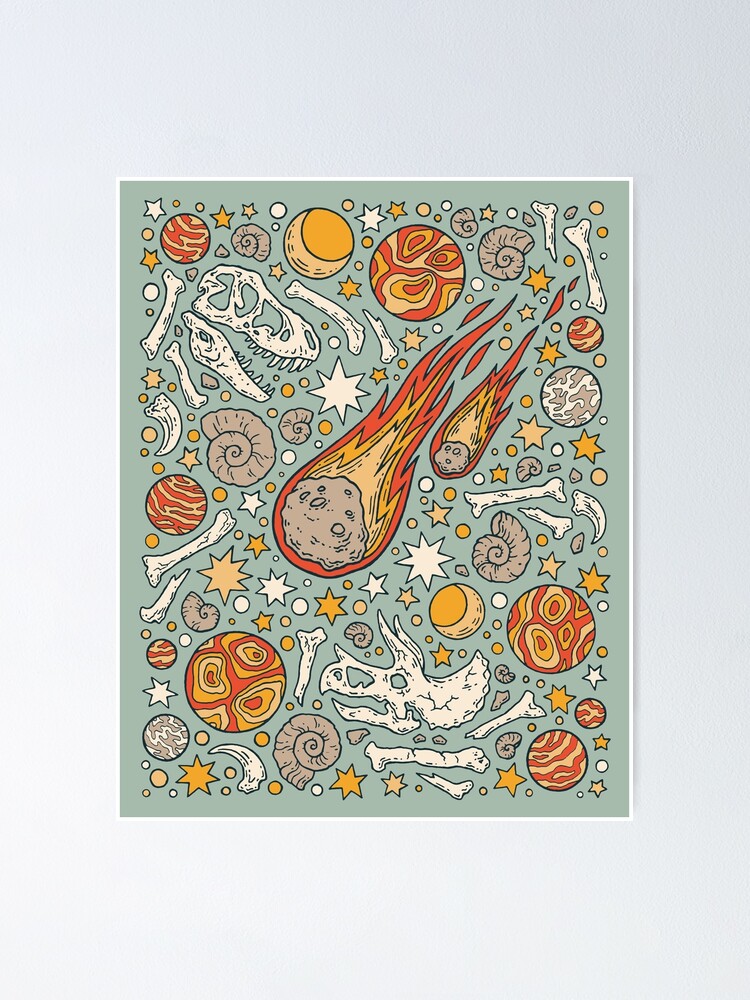 "The Asteroid & the Omega || Dinosaur Fossil Space Art" Poster for Sale ...