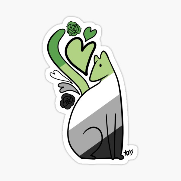 "Aromantic Pride Cat" Sticker by star-blaster | Redbubble