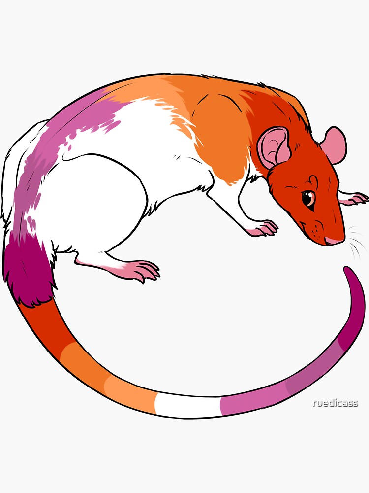 "Lesbian Pride Rat - Alternate" Sticker by ruedicass | Redbubble