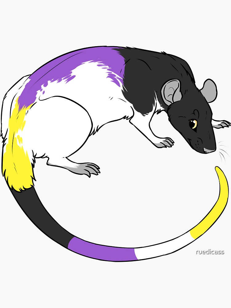 "Nonbinary Pride Rat" Sticker by ruedicass | Redbubble