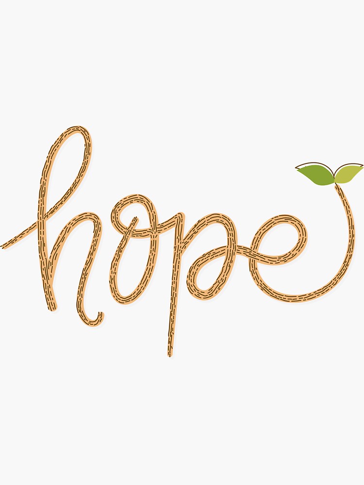 "Hope font wood plants design" Sticker for Sale by KleinJenny | Redbubble