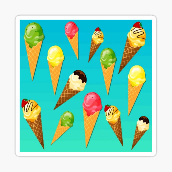 " Ice Cream Cones-Blue" Sticker for Sale by YamyMorrell | Redbubble