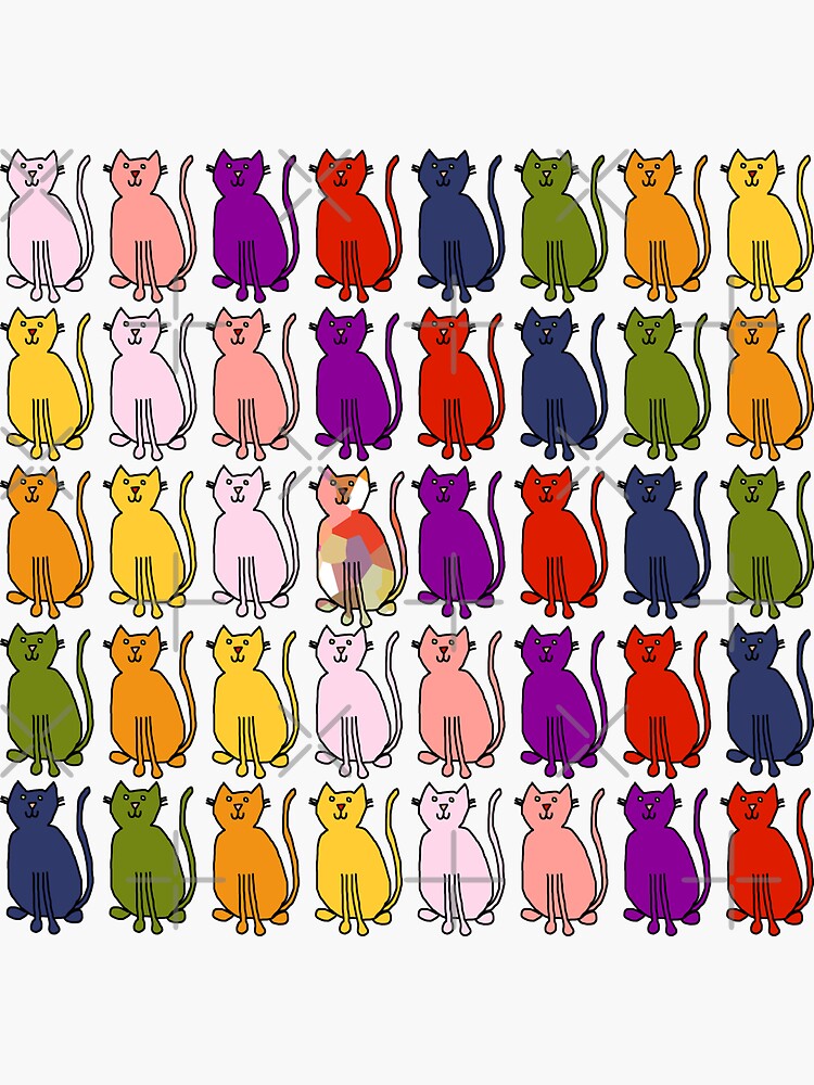 "Clowder of Cats in a Rainbow of Colour" Sticker for Sale by ellenhenry ...