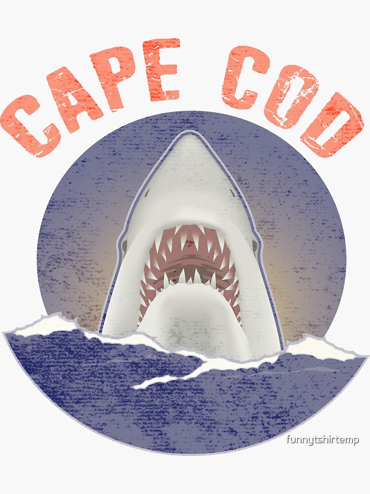 "Cape Cod Shark Souvenir Grunge Distressed" Sticker for Sale by ...