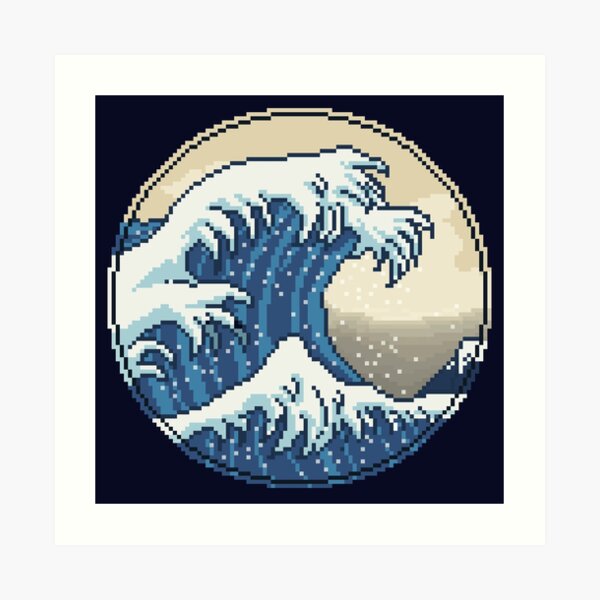 "The Great Wave Off Kanagawa Pixel Art " Art Print by coeurwhisky ...