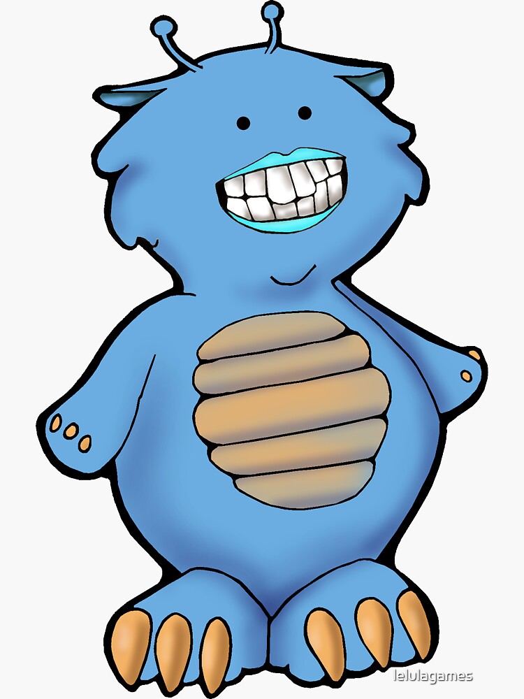 "Fuzzy Blue Alien" Sticker for Sale by lelulagames | Redbubble