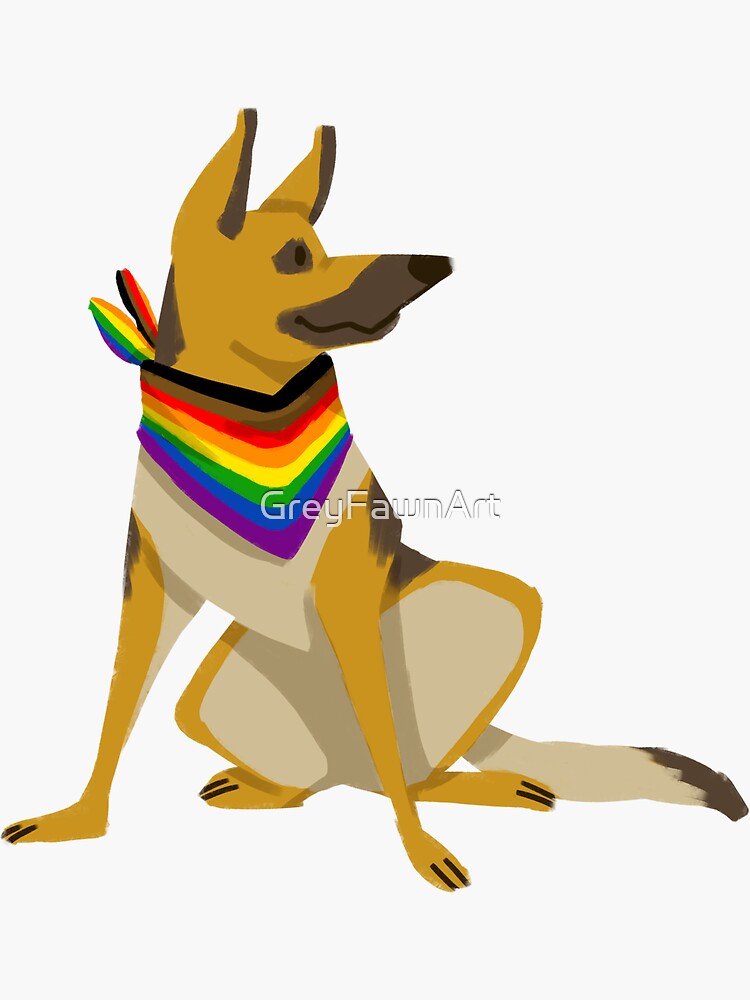 "Gay Pride Dog" Sticker by GreyFawnArt | Redbubble