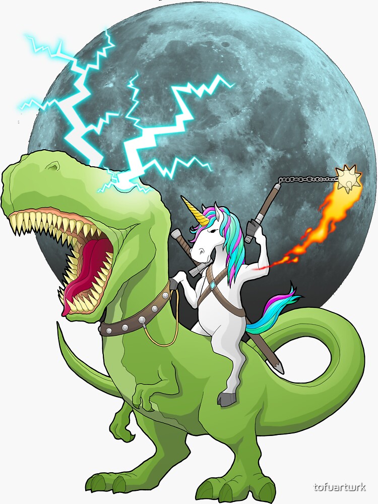 "Epic Battle Unicorn" Sticker by tofuartwrk | Redbubble