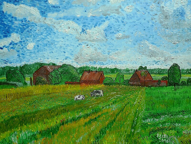 "Landscape with Cottages and Cows" by Peter Pesta | Redbubble