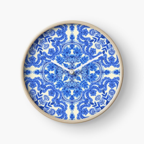 "Cobalt Blue & China White Folk Art Pattern" by micklyn | Redbubble