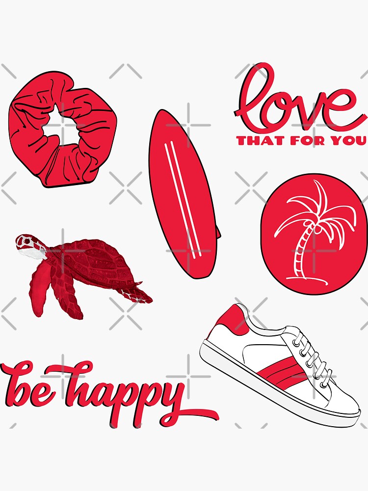 "Red Summer Beach Fun Sticker Pack" Sticker for Sale by The-Goods ...