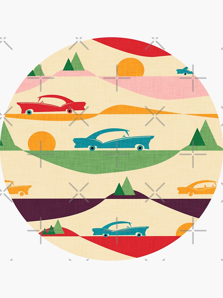 "50s Retro Road Trip Beige #midcenturymodern" Sticker for Sale by ...