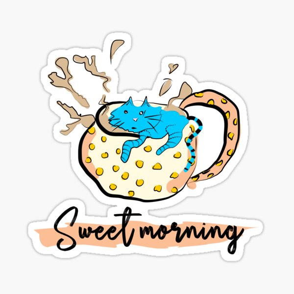 "Blue Morning Cat " Sticker for Sale by Dilito4 | Redbubble