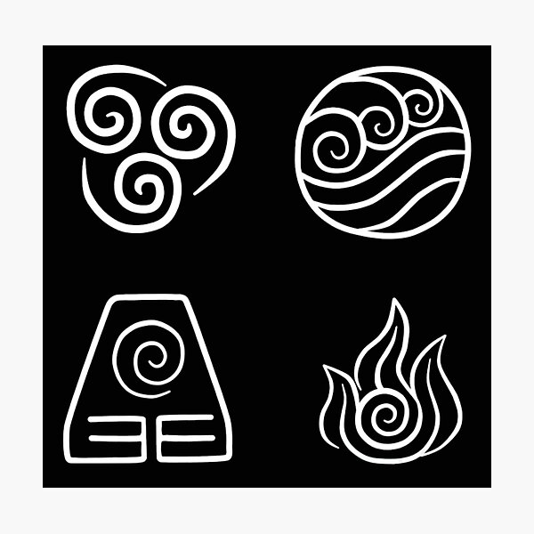 "The Last Airbender Symbols White" Photographic Print for Sale by ...