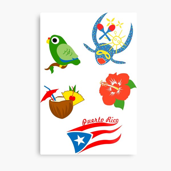 Lámina metálica «Set de Stickers Simbolos Puerto Rico Bandera Piña ...