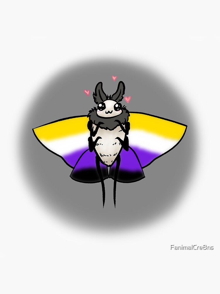 "Non-binary Pride Dust the Moth" Sticker by FanimalCre8ns | Redbubble