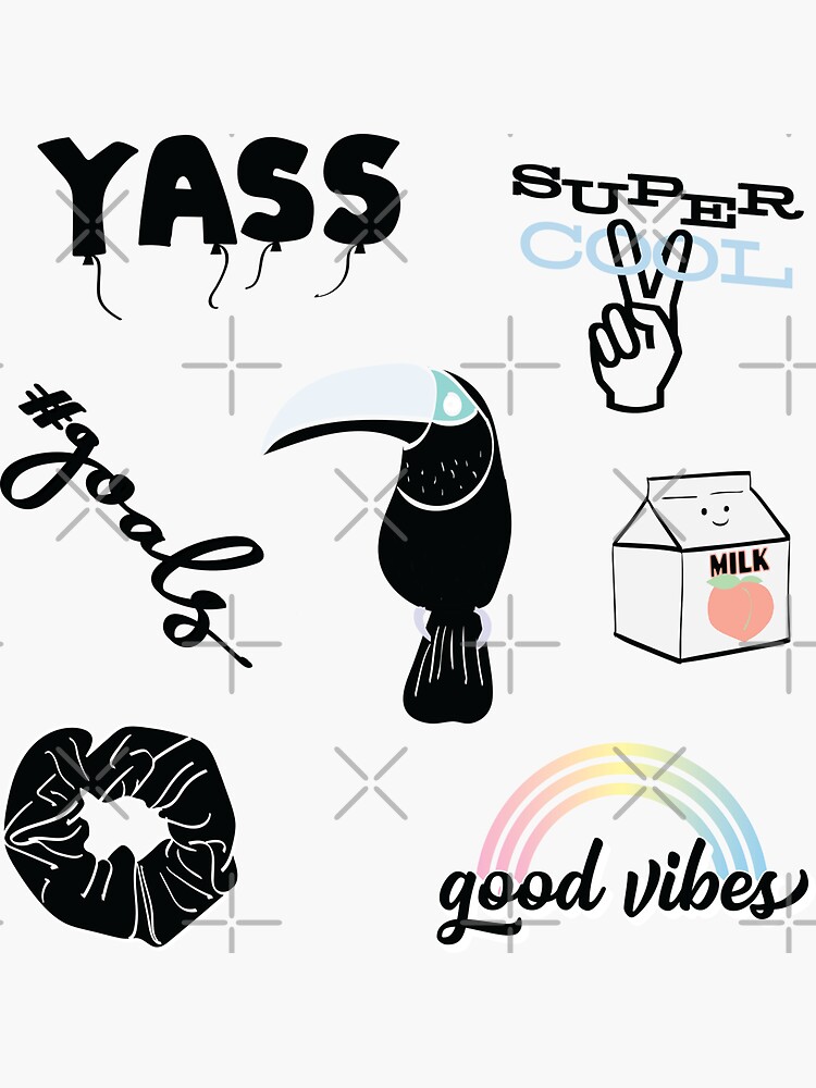 "Black and White Good Vibes Sticker Pack" Sticker by The-Goods | Redbubble