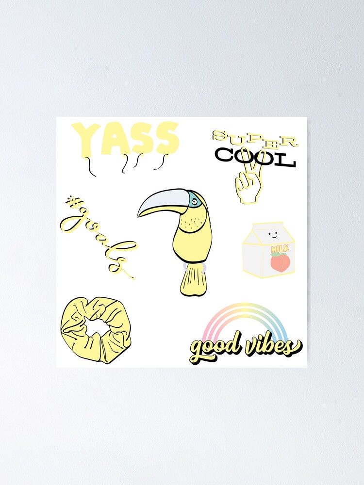 "Light Yellow Good Vibes Sticker Pack" Poster by The-Goods | Redbubble