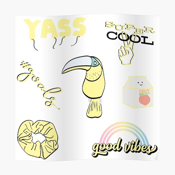 "Light Yellow Good Vibes Sticker Pack" Poster by The-Goods | Redbubble
