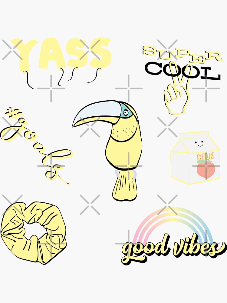 "Light Yellow Good Vibes Sticker Pack" Sticker by The-Goods | Redbubble