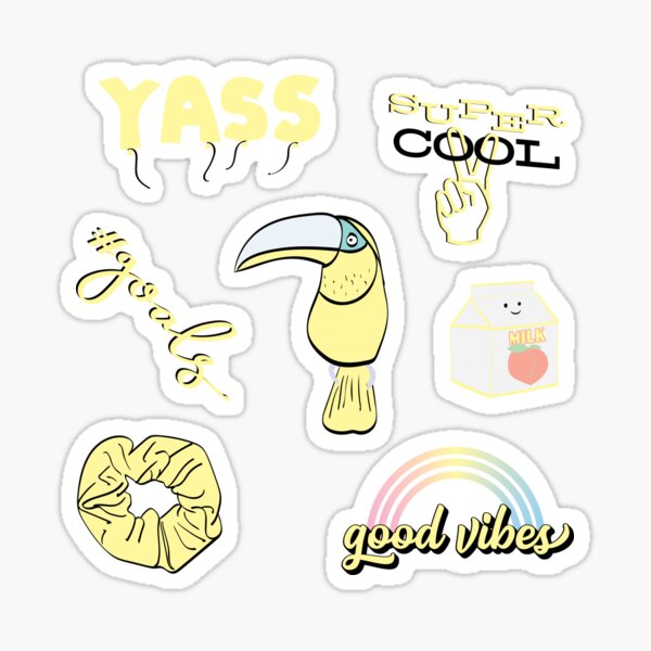 "Light Yellow Good Vibes Sticker Pack" Sticker by The-Goods | Redbubble