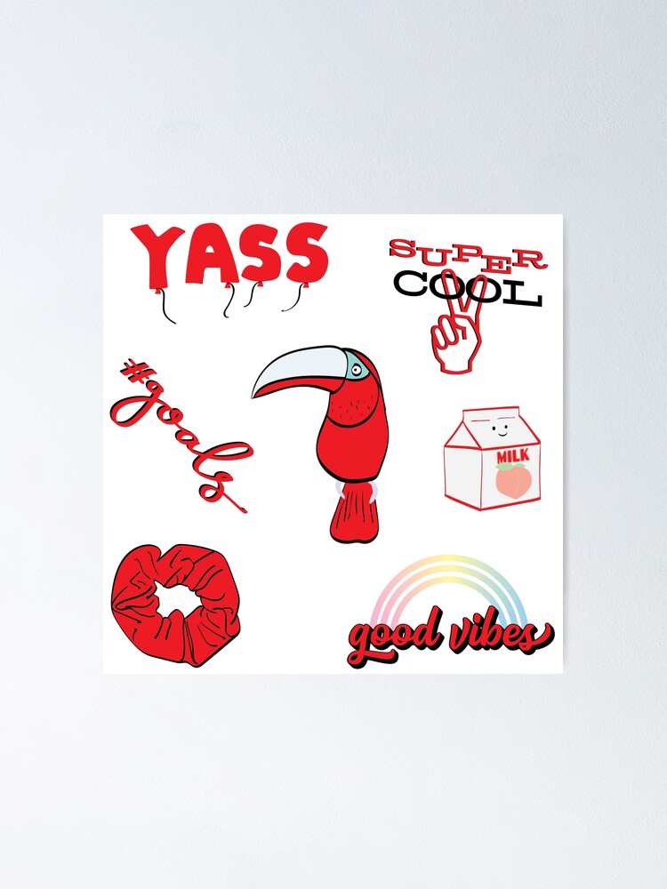 "Red Good Vibes Sticker Pack" Poster by The-Goods | Redbubble